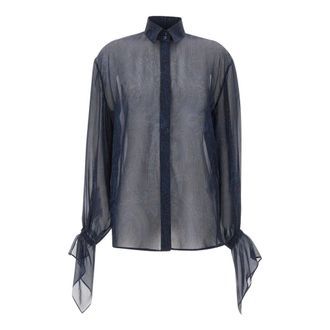 Etro Chemise en soie &agrave; motif cachemire - Femme - Blouses et Chemises - Bleu - Taille: 40 FR