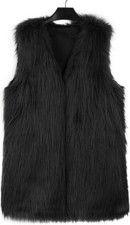 Generic 2026 Gilet dhiver chaud en fausse fourrure pour femme, v&ecirc;tement dext&eacute;rieur d&eacute;contract&eacute; et tendance, veste dautomne &agrave; poils longs sans manches