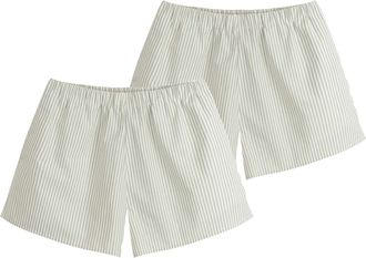Mela Damen vegan Multipack 2x Pyjama Shorts Bundle Style Vanika Thymian/Wei&Atilde;Y Gestreift