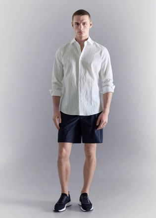 Mango Chemise rayures tennis effet froiss&eacute; blanc - Homme - XXL - MANGO MAN