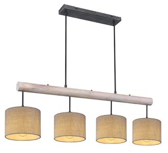 Globo Lighting Decken H&auml;nge Lampe Leuchte Holz-Grau Textil Beleuchtung Wohn Schlaf Ess Zimmer, Norme