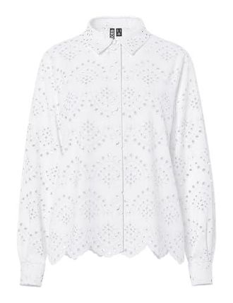 Pieces Pcvilde Ls T-Shirt Noos, Blanc &eacute;clatant., M