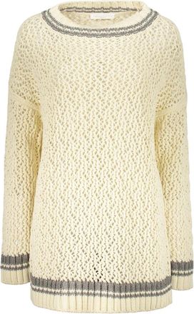 Fabiana Filippi Femme, Pulls, Beige, Taille: 36 FR Pull en Tricot Lurex Ajouré