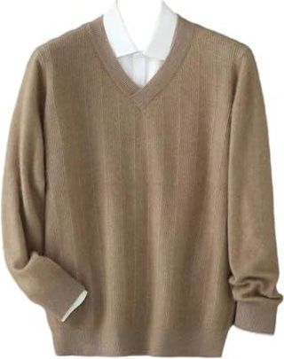 Generic Pull en cachemire &agrave; col en V pour homme - Manches longues - D&eacute;contract&eacute; - Chaud, 80, L