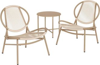 Songmics Ensemble Salon de Jardin, 3 Pi&egrave;ces, Chaises Acapulco, Salon dExt&eacute;rieur, Table dAppoint et 2 Chaises, Ensemble de Mobilier dInt&eacute;rieur et