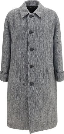 Dolce & Gabbana Chevron Wool-Blend Coat - Gray