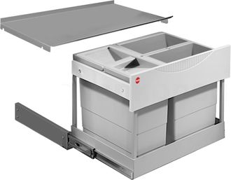 Hailo Abfallsammler 3644831 | 3-fach Raumspar Tandem M&uuml;lleimer | 2x 8.5 + 12L Abfalleimer | Ausfahrautomatik integriert | M&uuml;lltrennsystem ab 60 cm Unterschr