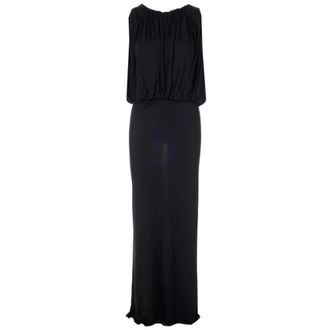 Saint Laurent Drapiertes &auml;rmelloses Jersey-Maxikleid - - Dresses - Damen - Schwarzk - S