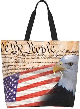 Generic Drapeau Am&eacute;ricain Patriotique &Agrave; LEagle Sac Fourre-Tout D&eacute;contract&eacute; Sacs De Courses L&eacute;ger Sac A Main Femmes Pour Travail Shopping Voyage