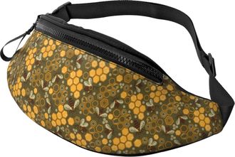 Generic Handytasche Tasche Verstellbarer H&uuml;fttaschen Bienen Und Bienenst&ouml;cke Mode Umh&auml;ngetaschen F&uuml;r Camping Fahrrad Spazieren 14X35Cm