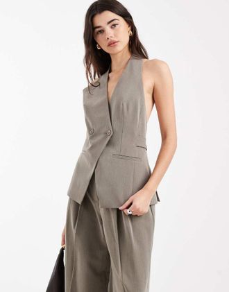 Asos Top densemble ajust&eacute; &agrave; encolure am&eacute;ricaine et boucle en D - Olive-Vert