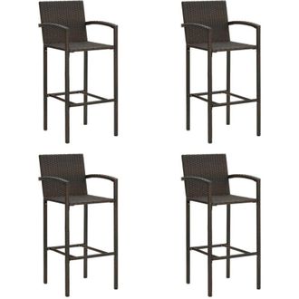 vidaXL Vidaxl - Tabourets de bar lot de 4 marron r&eacute;sine tress&eacute;e