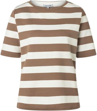 More & More Kurzarmshirt sportives, gestreiftes Heavy-Jersey-Shirt
