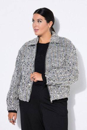 STUDIO UNTOLD Kurzjacke Blouson Boxy Shape Boucl&eacute; Pailletten