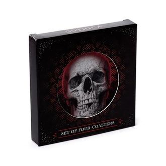 Puckator Set mit 4 Untersetzern aus Kork - Gothik - Zubehör und Dekoration für Zuhause - Totenköpfe, Makaber, Halloween