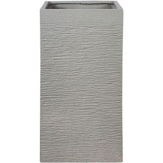 Beliani Grande Jardini&egrave;re Haute Terre Cuite D&eacute;cor Int&eacute;rieur Ext&eacute;rieur 40x40x77 cm Gris Clair Dion
