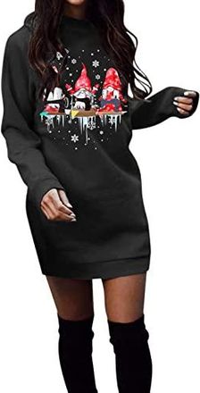 Generic Robe Maternite Grossesse Noel - Robe sans Capuche Appropri&eacute;e pour Les Femmes Robe De Grande Taille No&euml;l Automne Et Hiver Col Rond &Agrave; Manches Longues Ro