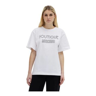 Moschino Baumwoll Logo T-Shirt - - Tops - Damen - Wei&szlig; - S