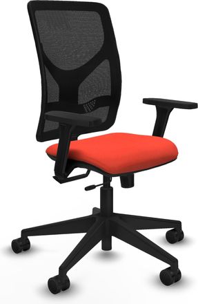 Piqueras y Crespo Schreibtischstuhl mit 3D-Armlehnen, h&ouml;henverstellbare Lendenwirbelst&uuml;tze, ausgestattet mit Syncro/Traslack und Schneideschaum, Schwarz/Dunkelorange