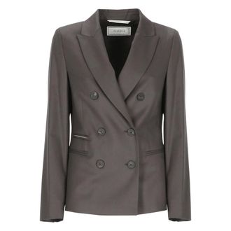 PESERICO Blazer en lin double boutonnage - Femme - Vestes - Brun - Taille: 42 FR