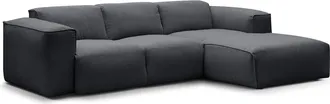 Studio Copenhagen home24 Ecksofa 3-Sitzer mit Longchair Grau Webstoff Saia 251cm Longchair davorstehend rechts Modern