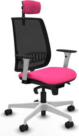 Piqueras y Crespo B&uuml;rostuhl Rosa Alares mit wei&szlig;en und schwarzen Armlehnen, h&ouml;henverstellbare Lendenwirbelst&uuml;tze und h&ouml;henverstellbares Kopfteil, Schwarz / Rosa