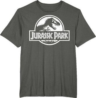 Jurassic Park White Simple Logo T-Shirt