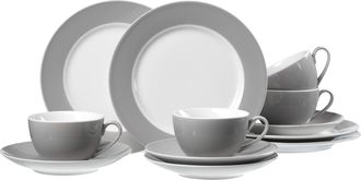 Ritzenhoff & Breker Kaffeeservice Doppio, 12-teilig, Porzellangeschirr, Grau