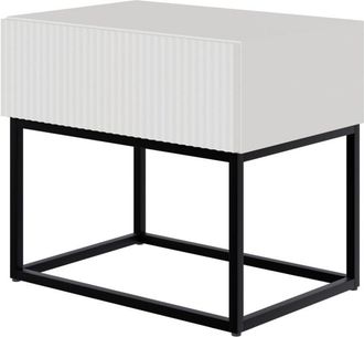 Selsey Selsey - veldio - Table de chevet - 50 cm blanc avec pieds noirs