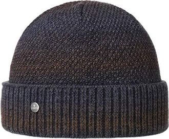 Lierys Bonnet &agrave; Revers Carnell Homme - Made in Germany en Tricot Beanie pour lhiver avec Hiver Automne-Hiver - Taille Unique Marron-Bleu