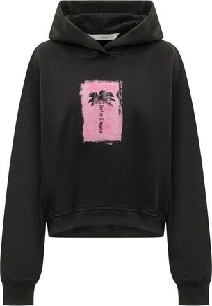 Palm Angels SweaT-shirt &agrave; capuche en coton bross&eacute; ample Palm Tree - Femme - Sweatshirts et sweats &agrave; capuche - Noir - Taille: 38 FR
