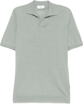 Lardini Homme, Tops, Vert, Taille: XL Polo Tricot en Lin/Coton Sans Boutons