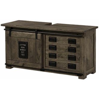 Massivmoebel24 Waschbeckenunterschrank Mango 120x40x60 grau lackiert railway 277