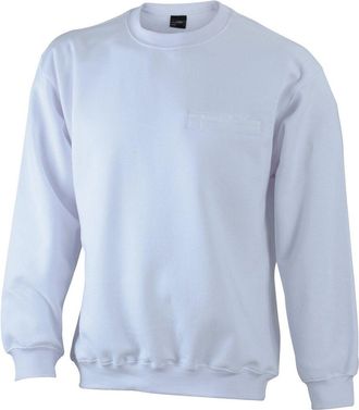James & Nicholson Klassisches Sweatshirt mit Brusttasche (XL, white)