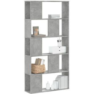 vidaXL Biblioth&egrave;que 5 niveaux gris b&eacute;ton bois ding&eacute;nierie - Vidaxl