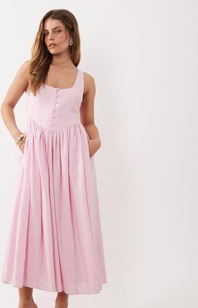Nobody's Child Cora - Robe mi-longue sans manches avec corsage en coton - Rose clair