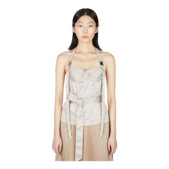Rokh Femme, Tops, Beige, Taille: 40 FR Halterneck Corset Top