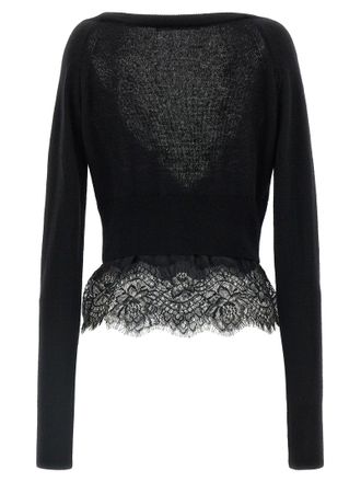Ermanno Scervino Lace-Trimmed Cashmere Cardigan - Black