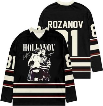 Generic Heated Rivalry Rozanov 81 Hollander 24 CP Inspired Hockey Jersey - Unisexe Col V Manches Longues Pull Sport Streetwear Top pour les fans de CP, Noir-8