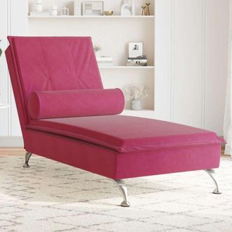 vidaXL Massage-Chaiselongue mit Nackenrolle Weinrot Samt Vidaxl