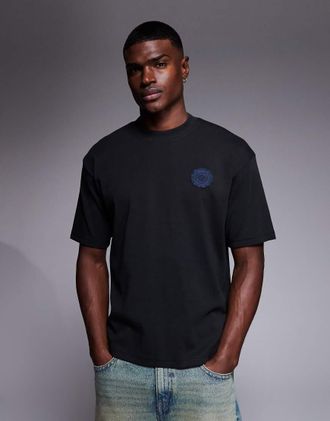 Boss Orange by Hugo Boss T-Shirt in Schwarz mit College-Logo auf der Brust