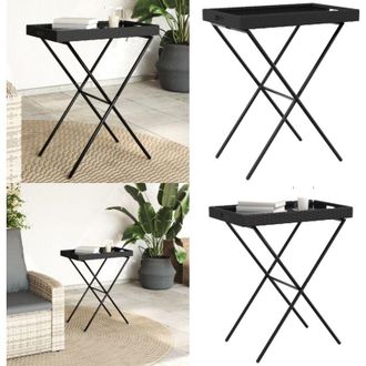 vidaXL Tabletttisch Klappbar Schwarz 65x40x75 cm Poly Rattan - Gartentisch - Outdoor Tisch - Klappbarer Tisch - Polyrattan Tisch - Esstisch - Home & Living