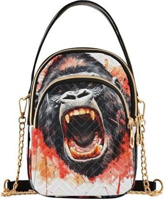 Mnsruu Sac à bandoulière King Kong pour femme, sac à dos à bandoulière rouge avec sangle réglable