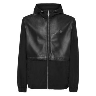 Philipp Plein Nylon/Leder Jacke mit Kapuze LS - - Jackets - Herren - Schwarzk - 2XL