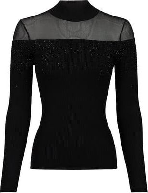 Guess Pull c&ocirc;tel&eacute; &agrave; empi&egrave;cement transparent et strass