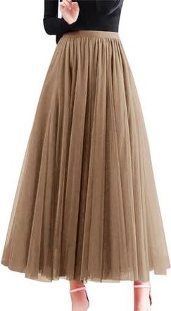 Generic Short court pour femme - Noir - Taille haute - Ligne A - Multicouche - Maille - Longueur cheville, kaki, XL