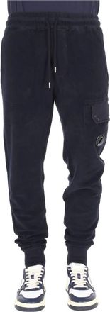 C.P. Company C.p. Company, Homme, Pantalons, Bleu, Taille: S Brushed Emerized Diagonal Fleece Lens Pantalons de surv&ecirc;tement
