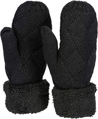 styleBREAKER Mitaines dhiver chaudes pour femmes, gants &agrave; motif de losanges, polaire thermique, gants tricot&eacute;s 09010031, couleur:Noir