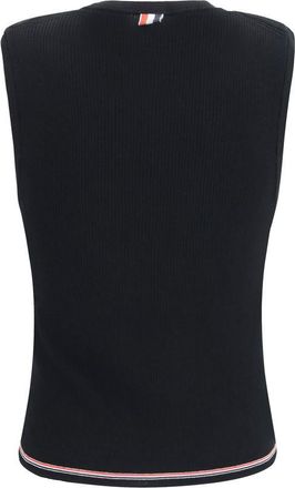 Thom Browne Merino Wool Ribbed Tank Top - Black