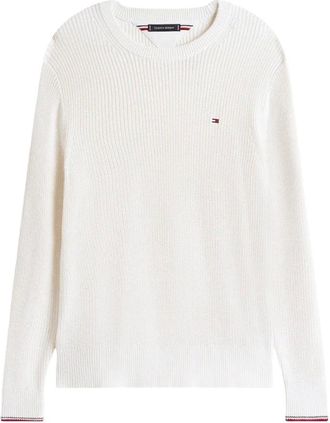 Tommy Hilfiger Homme, Pulls, Blanc, Taille: XL Pull Ras du Cou en Maille C&ocirc;tel&eacute;e RWB